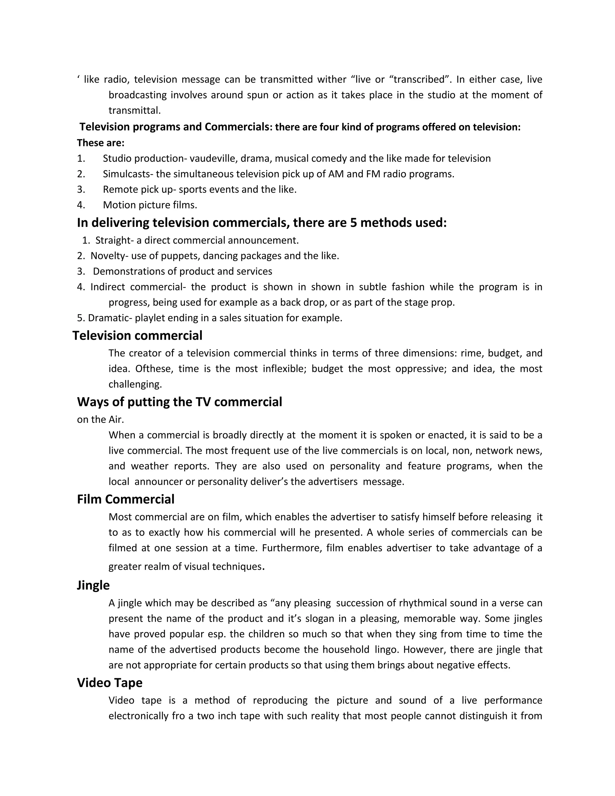 Broadcast advertising hard copy | PDF