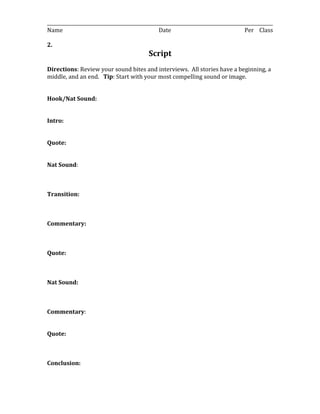 Broadcast Assignment | DOC | Photography | Arts and Crafts