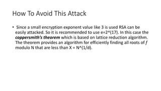 Broadcasting and low exponent rsa attack | PPTX