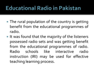 Broadcast media-Unit 4-Role of educational radio case studies | PPTX