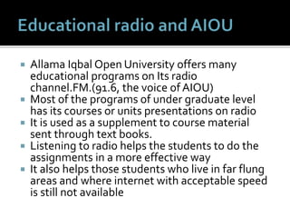 BROADCAST MEDIA-UNIT 4- ROLE OF EDUCATIONAL RADIO (CASE STUDIES)-8621 ...