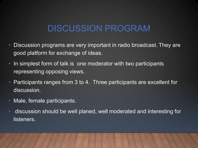 Broadcast media-Unit 6-Radio production | PPTX | Talk Show | Genres