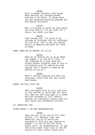 Broadcast radio script | DOCX