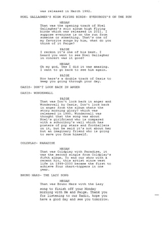 Broadcast radio script | DOCX