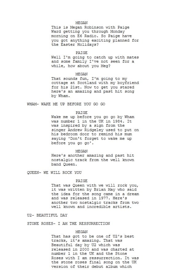 Broadcast Radio Script Broadcast Radio Script
