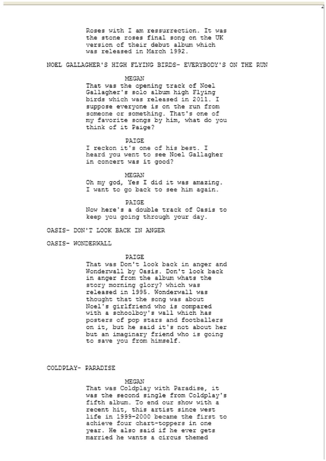 Broadcast radio script | DOCX