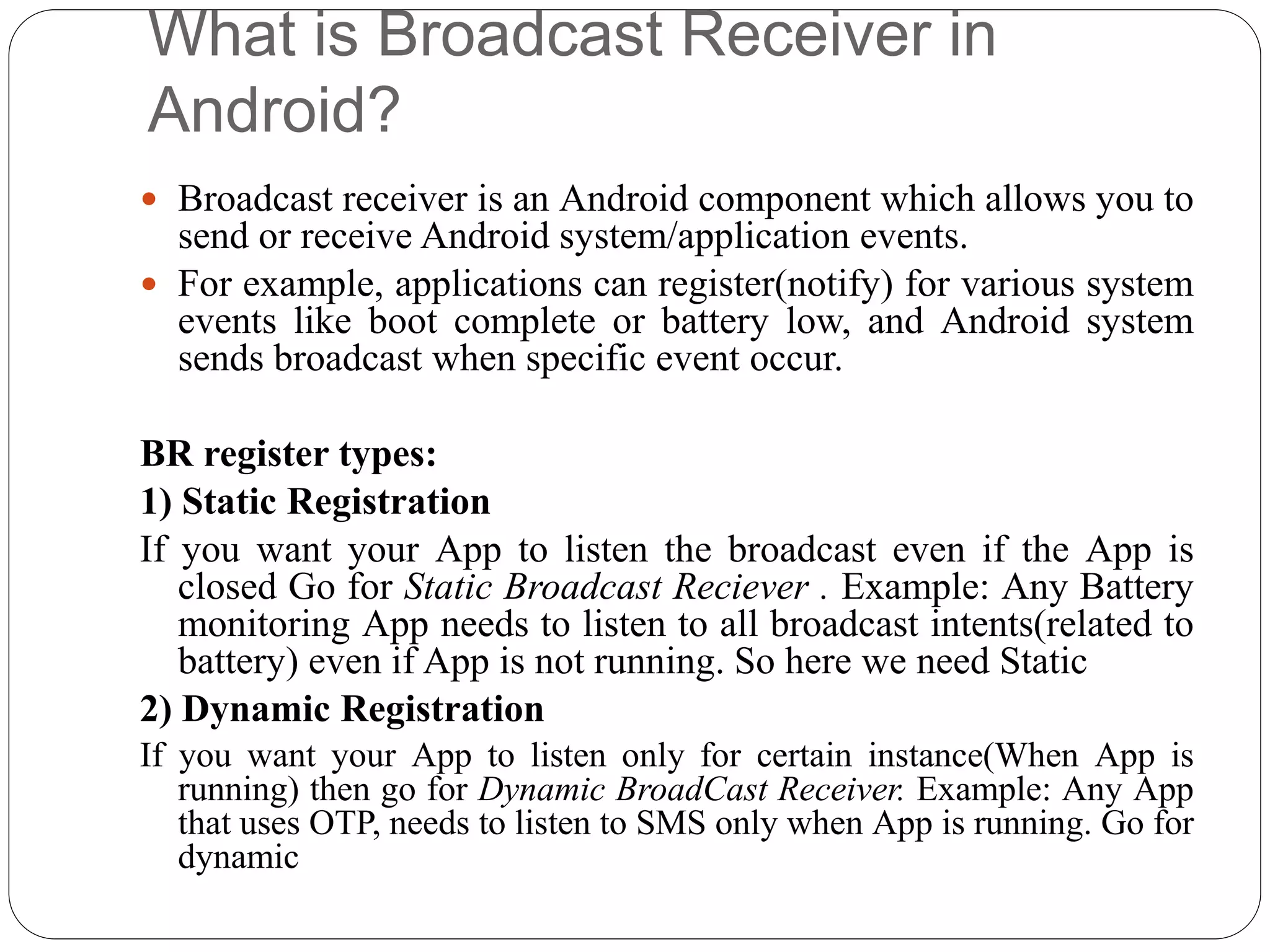 Broadcast Receiver | PPT
