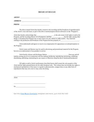 Broadcast release | PDF | Public Radio | Talk Radio