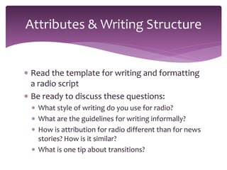 Broadcast writing | PPTX