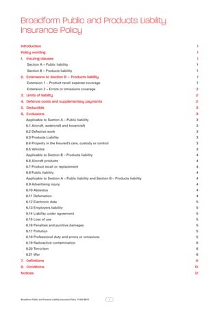 Broadform Public and Products Liability Insurance Policy | PDF | Home ...
