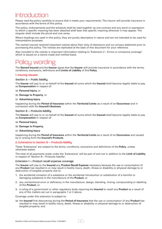 Broadform Public and Products Liability Insurance Policy | PDF | Home ...