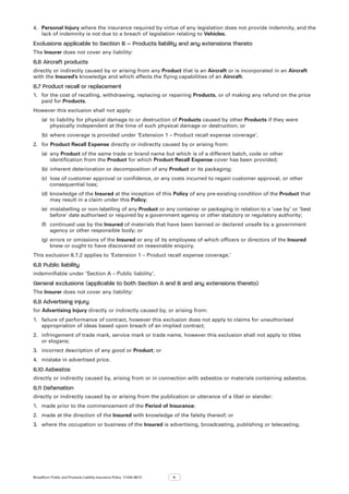 Broadform Public and Products Liability Insurance Policy | PDF | Home ...