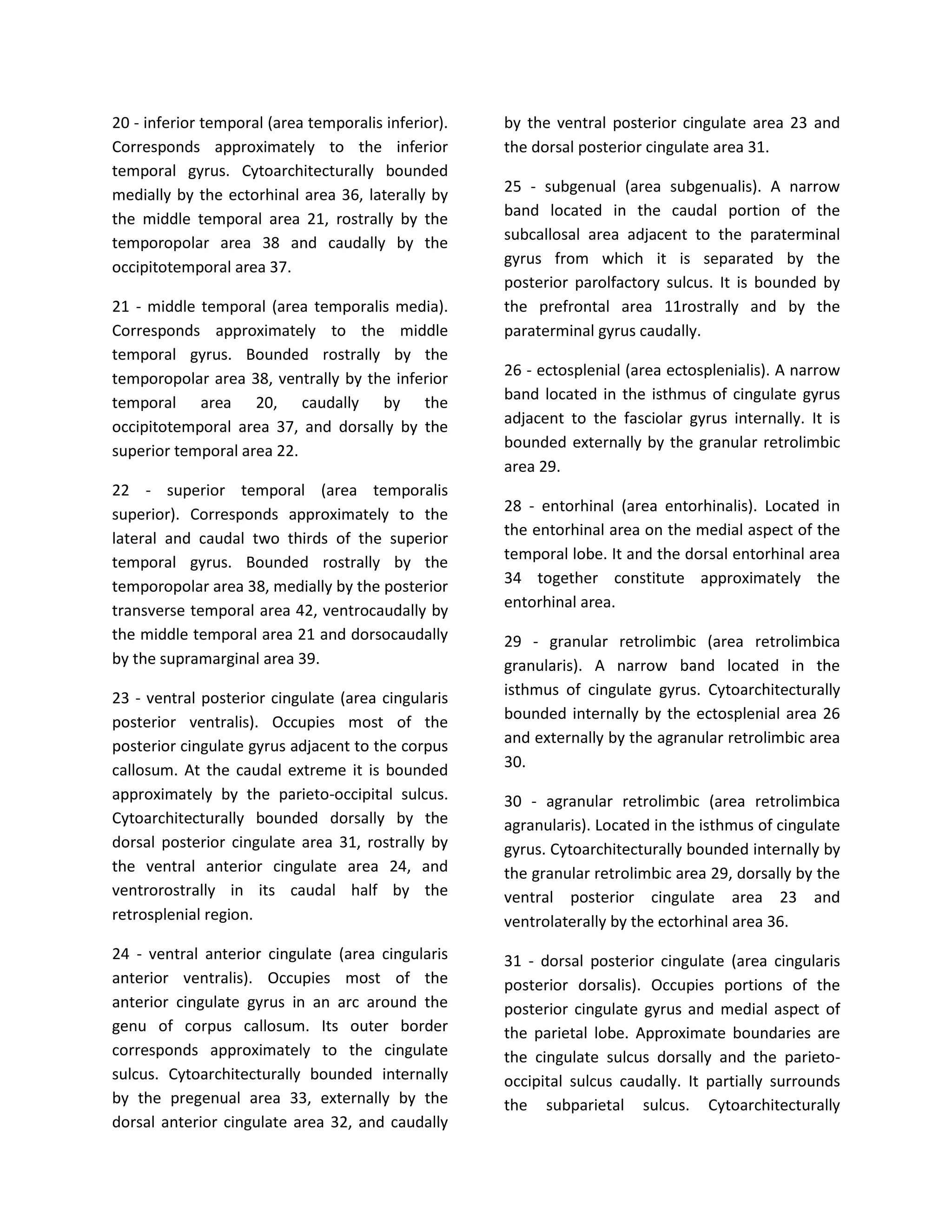 Broadmann's area localisation of cerebral cortex