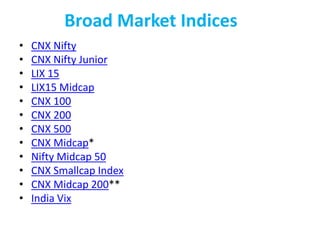 Broad market indices by Akshay Sikarwar | PPTX