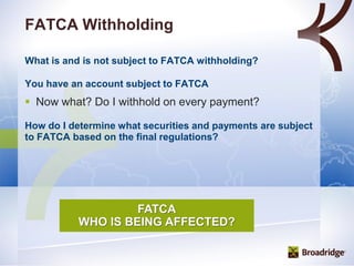 FATCA: Withholding Tax Securities | PDF