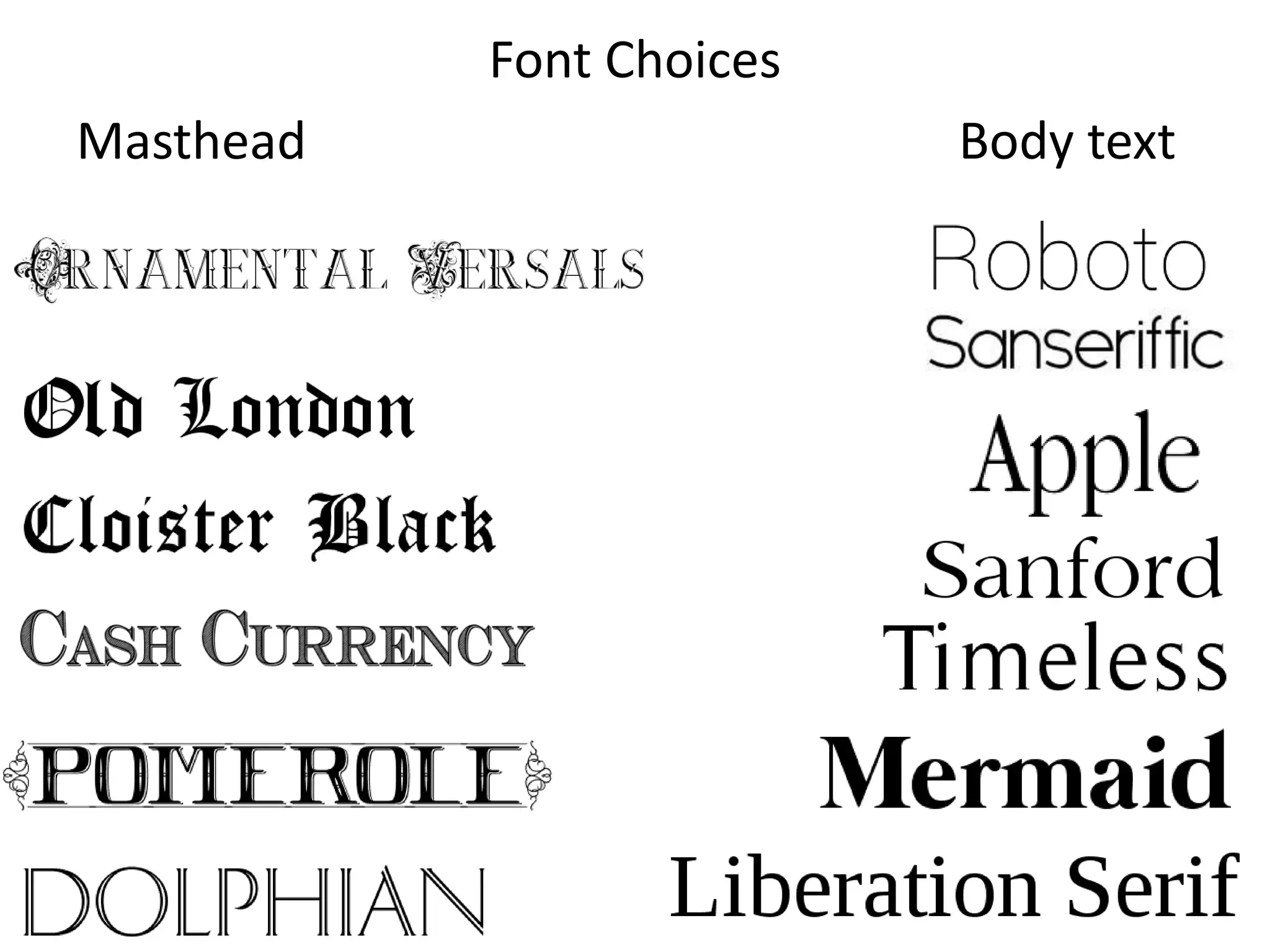 Broadsheet font choices | PPT