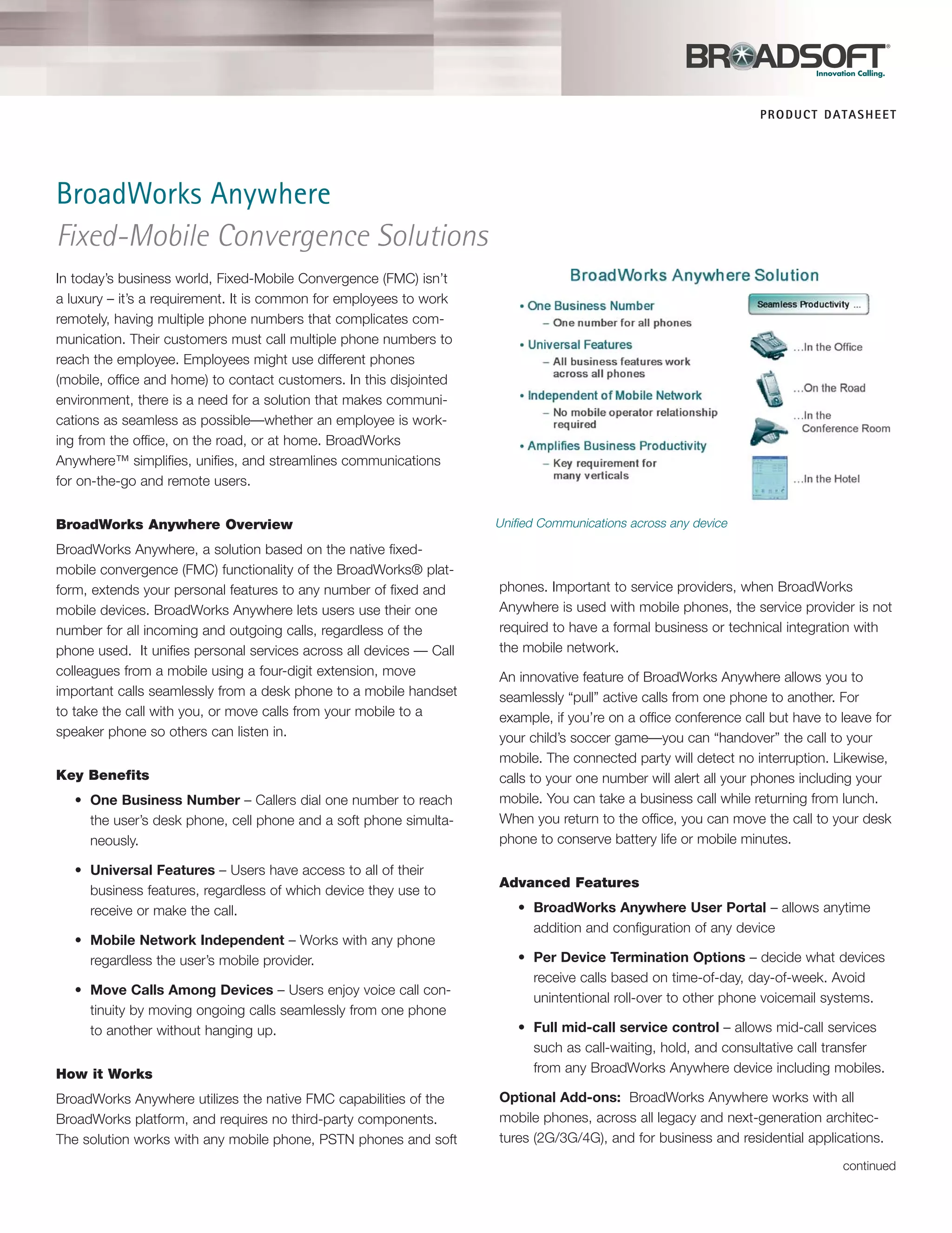 Broad Works Anywhere Datasheet | PDF