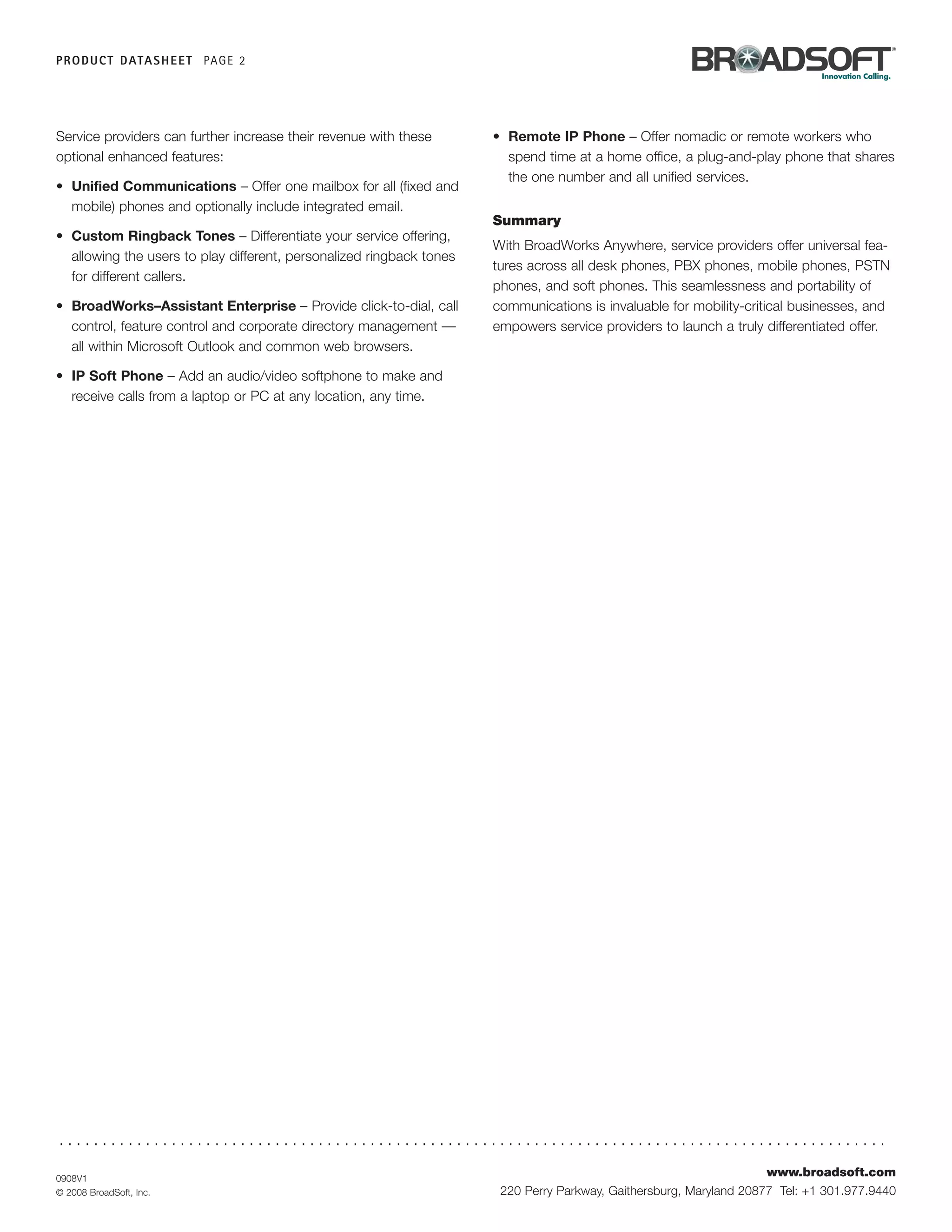 Broad Works Anywhere Datasheet | PDF