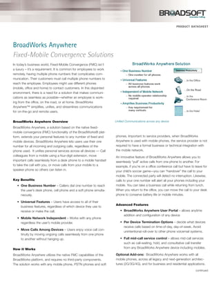Broad Works Anywhere Datasheet | PDF | Smartphones | Consumer Electronics