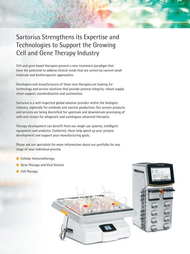 Sartorius Solutions for Cell & Gene based Therapies | PDF