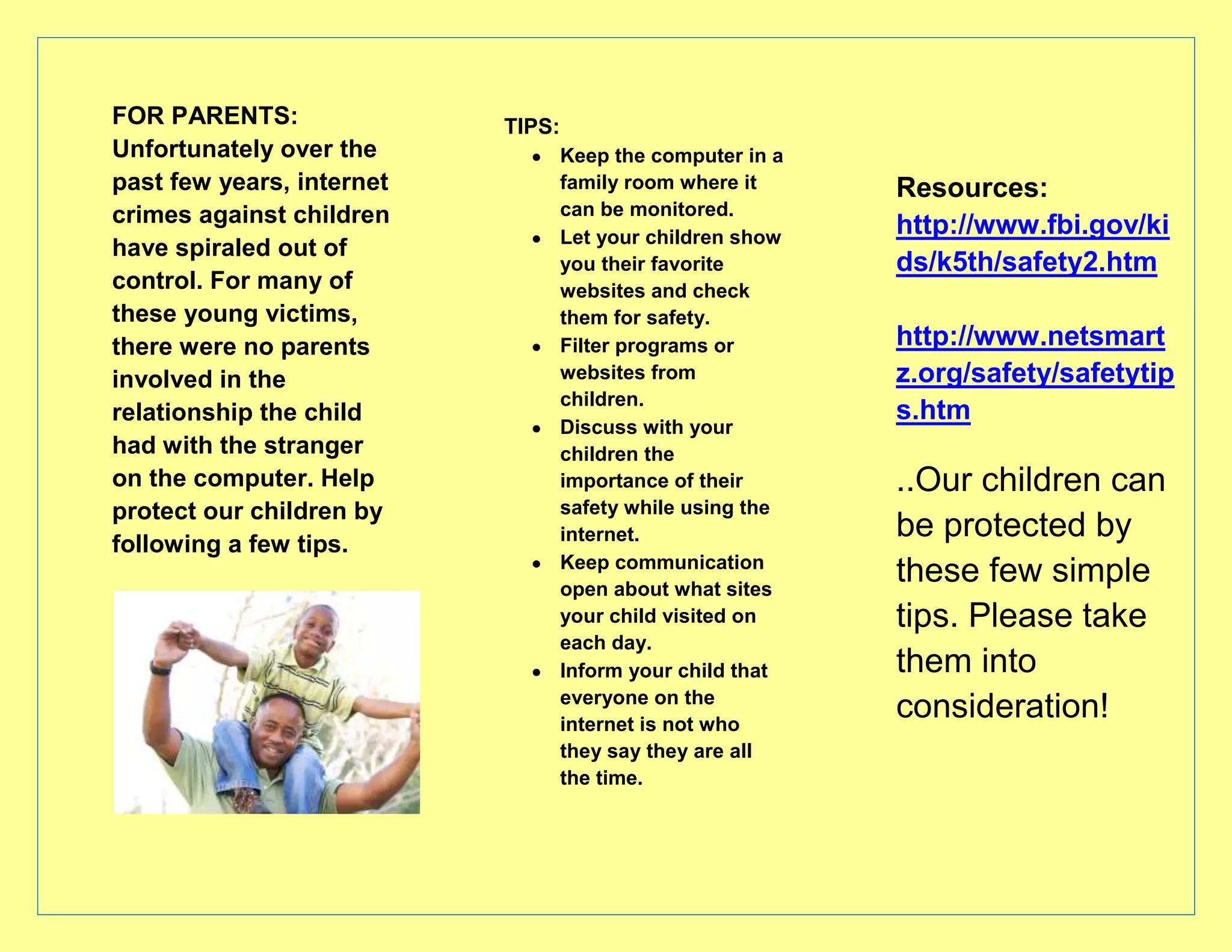 Brochure | DOCX | Internet Safety | Parenting