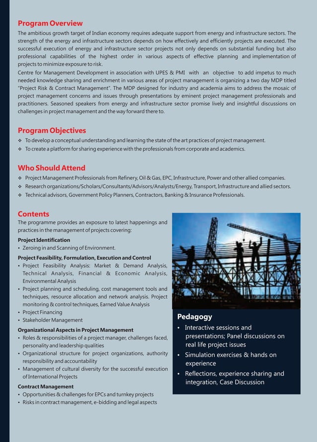 MANAGEMENT DEVELOPMENT PROGRAM “Project Risk & Contract Management” | PDF