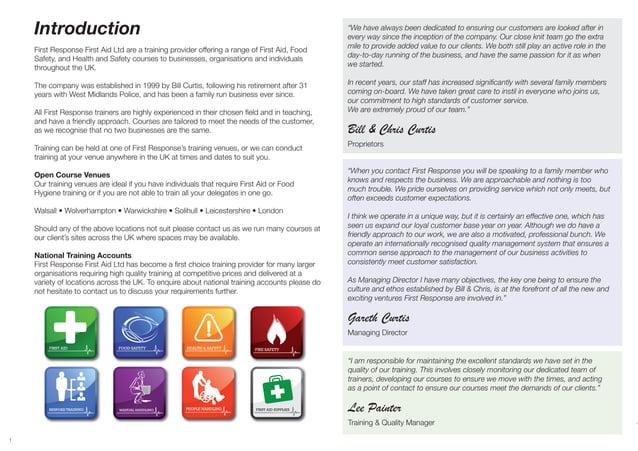 First Response (First Aid) Ltd Brochure | PDF | First Aid | Injuries