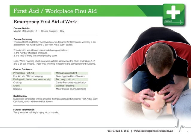 First Response (First Aid) Ltd Brochure | PDF | First Aid | Injuries