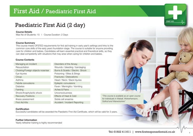 First Response (First Aid) Ltd Brochure | PDF | First Aid | Injuries