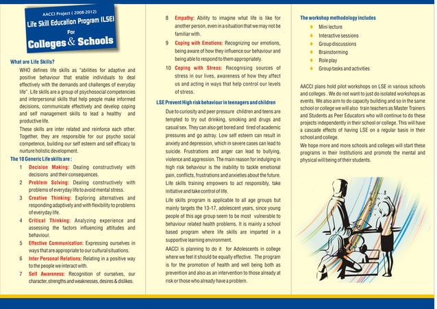 Brochure for lifeskills training for students | PDF