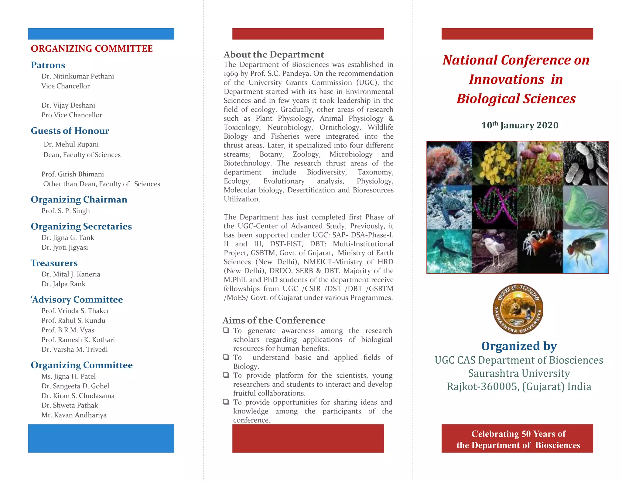 Brochure bioscience national confernce.10 january 2020 | PPTX