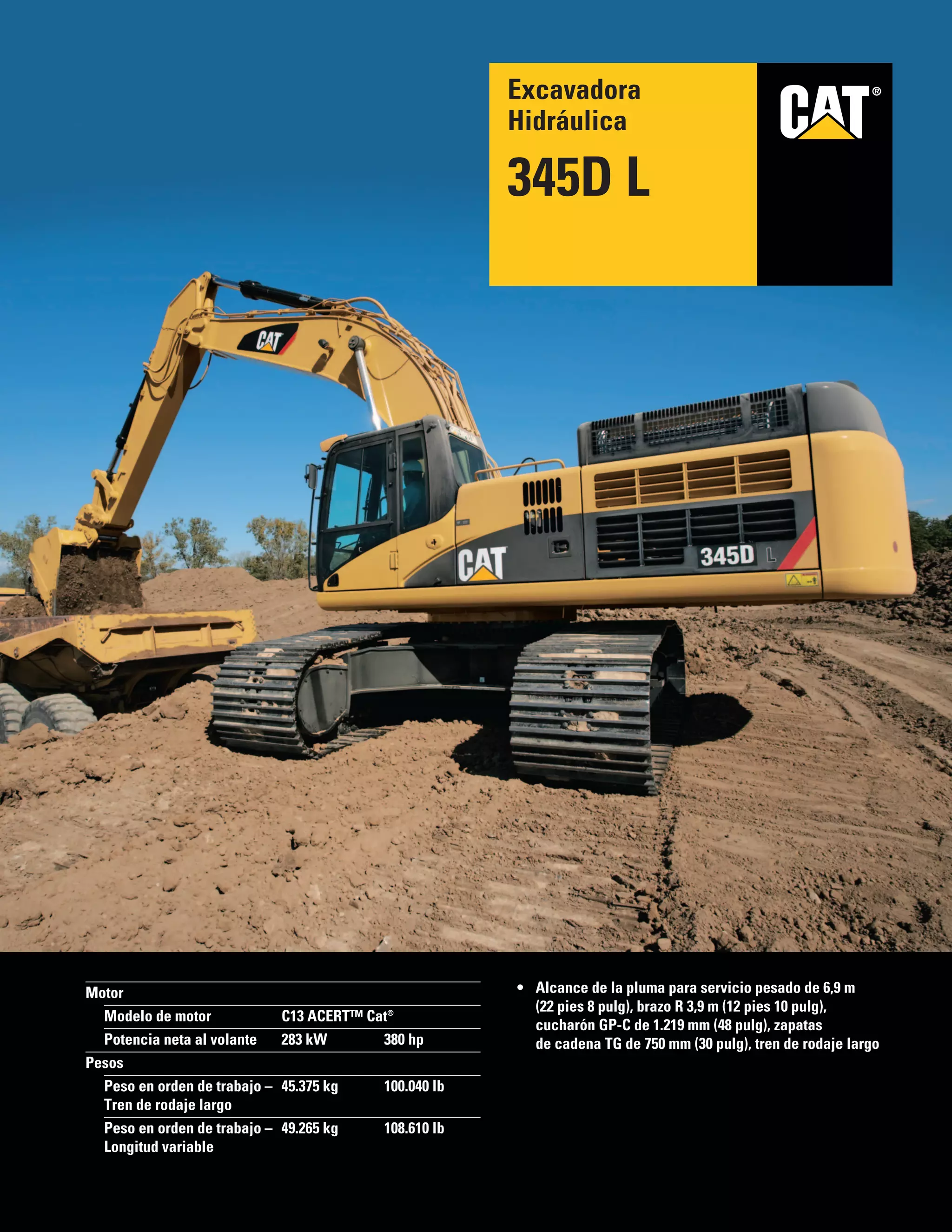 Catalogo Excavadora Hidraulica - 345DL CAT (español) | PDF