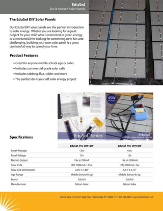 Silicon Solar Brochure - EduSol Pro DIY Solar Panel Kits | PDF