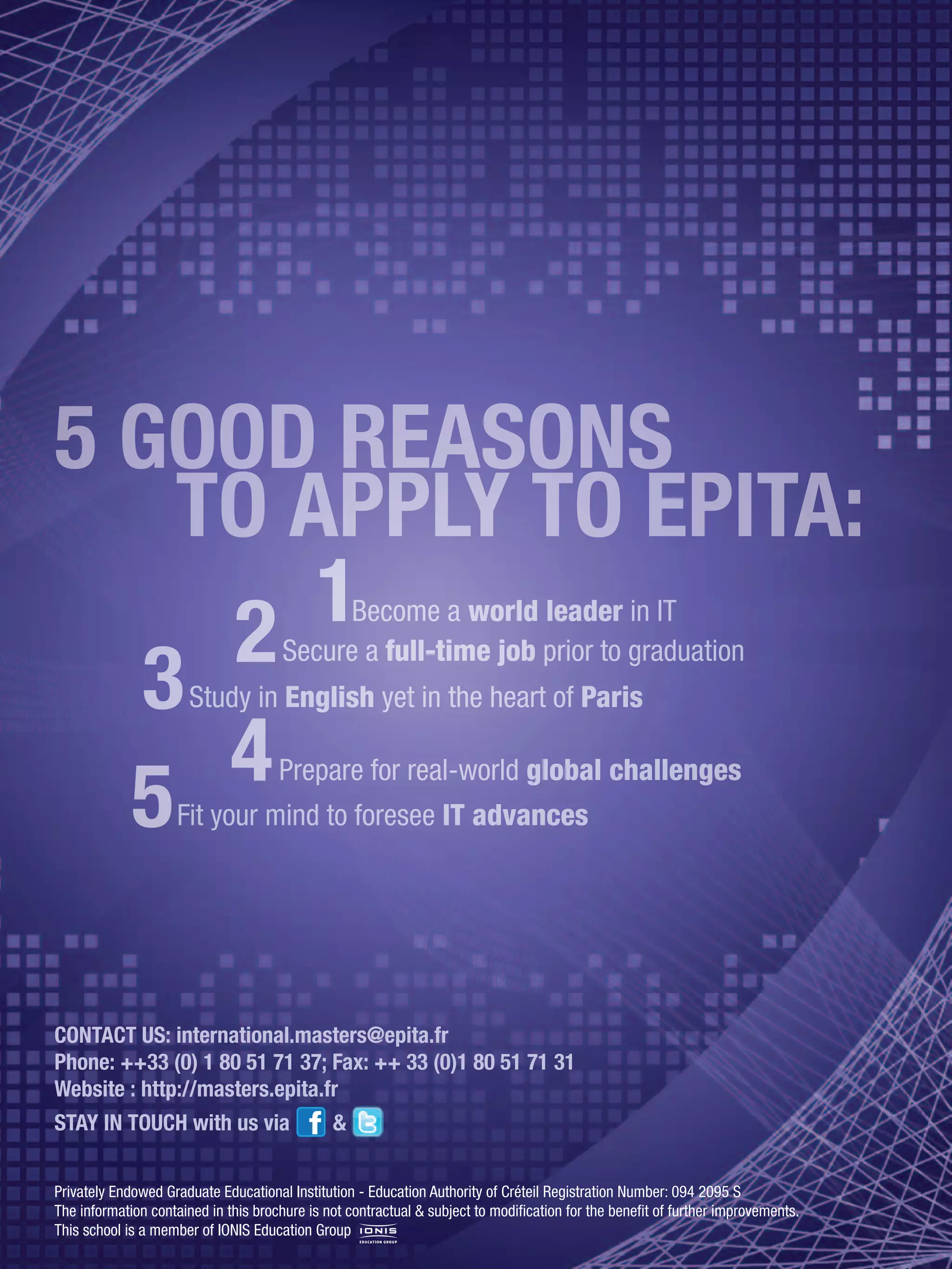EPITA Brochure epita-international-master-2013 | PDF