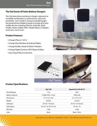 Silicon Solar Brochure - iSol Solar Phone & Mobile Device Chargers ...