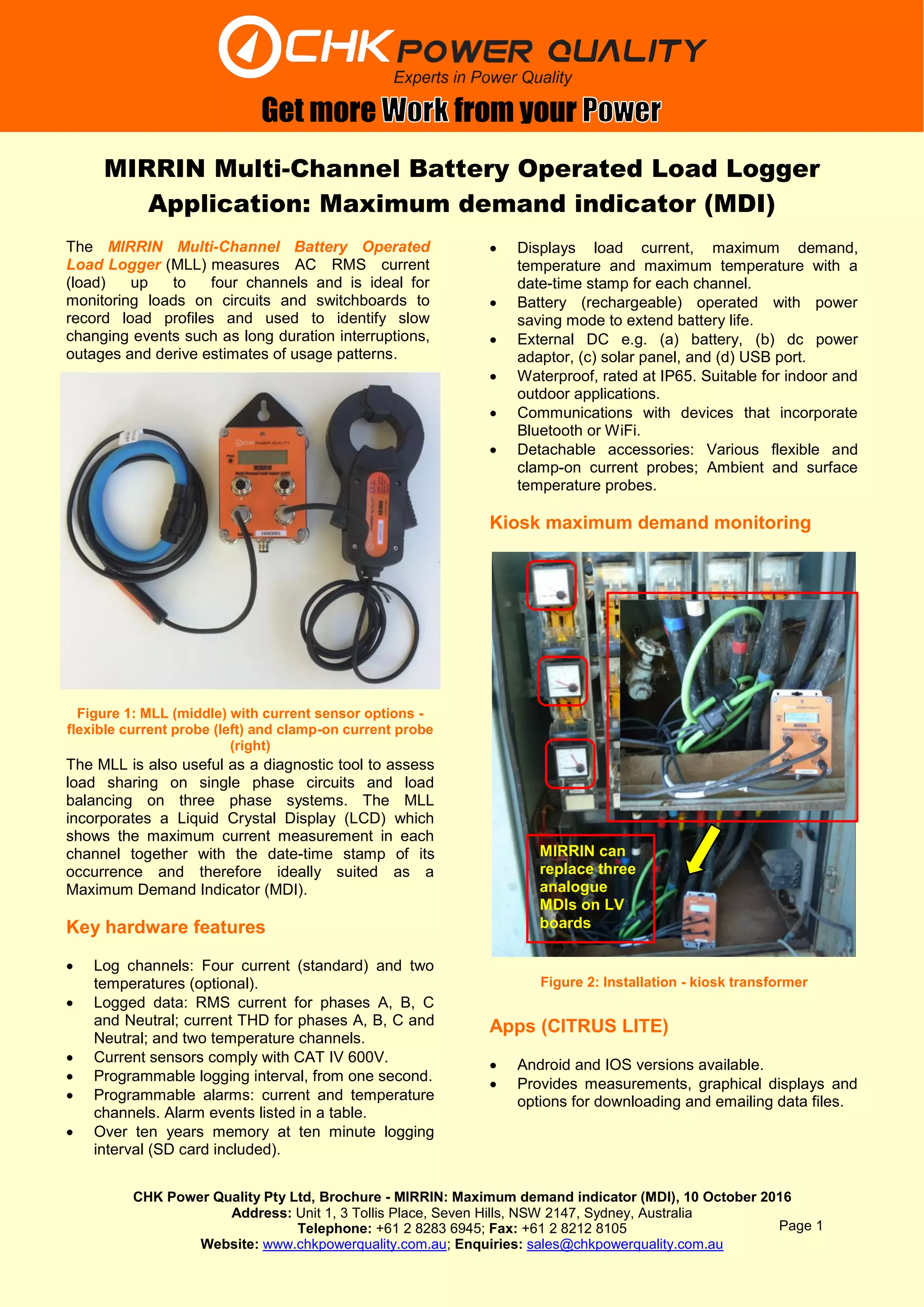 Brochure - Maximum demand indicator using Mirrin | PDF