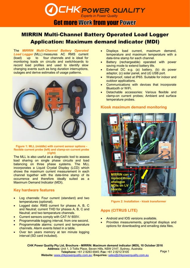 Brochure - Maximum demand indicator using Mirrin | PDF | Consumer ...
