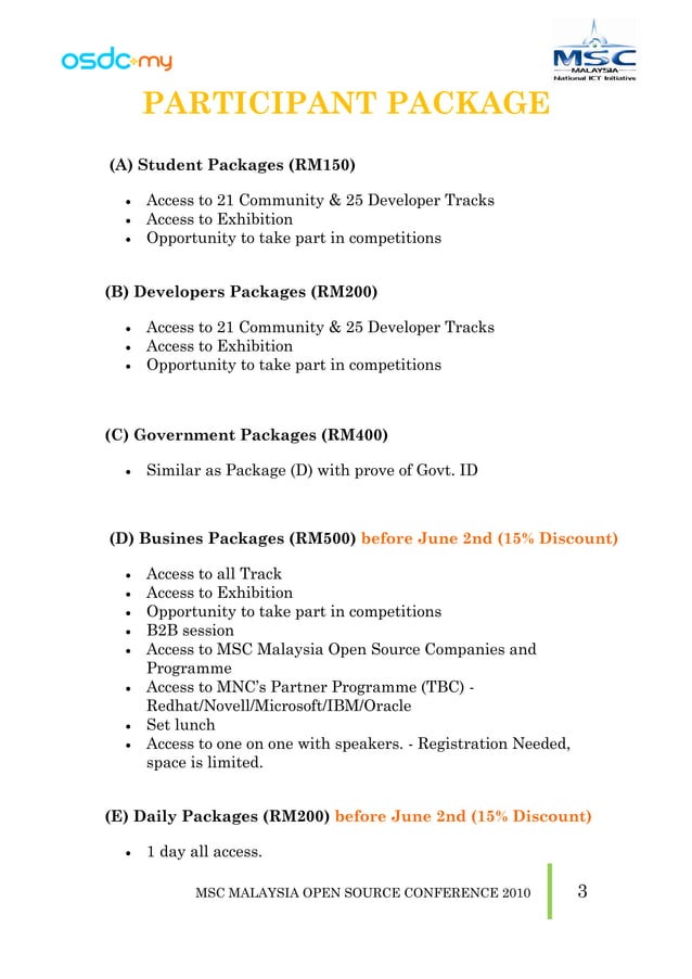 Brochure MSC Malaysia Open Source Conference 2010 (MSC MOSC2010) | PDF