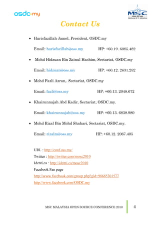 Brochure MSC Malaysia Open Source Conference 2010 (MSC MOSC2010) | PDF