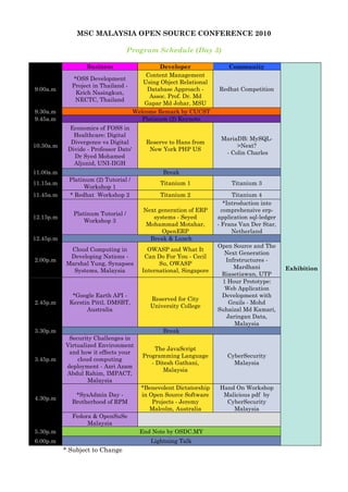Brochure MSC Malaysia Open Source Conference 2010 (MSC MOSC2010) | PDF