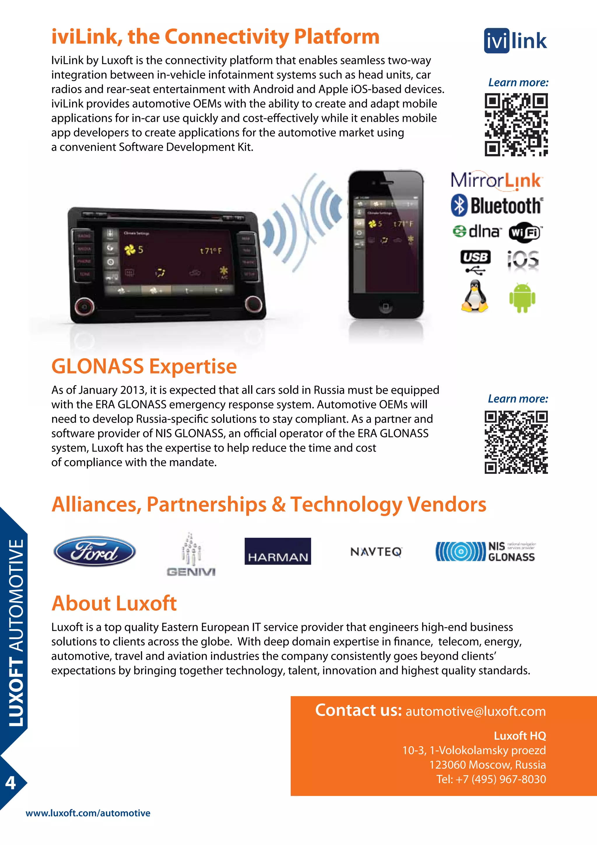 Brochure of luxoft automotive software by luxoft software development | PDF