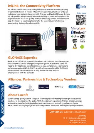 Brochure of luxoft automotive software by luxoft software development | PDF