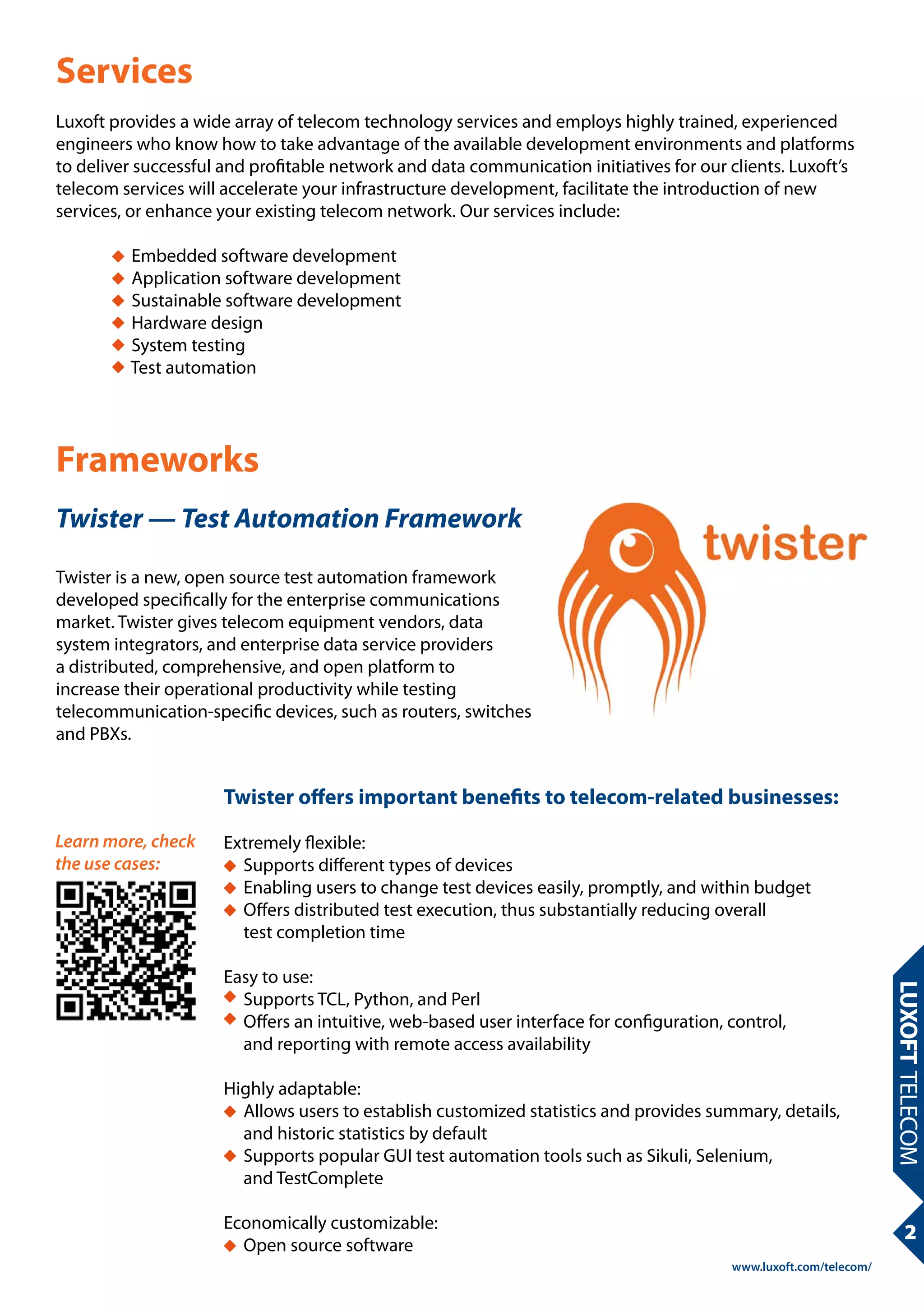 Brochure of Luxoft telecom solutions by Luxoft software development | PDF
