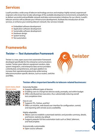 Brochure of Luxoft telecom solutions by Luxoft software development | PDF