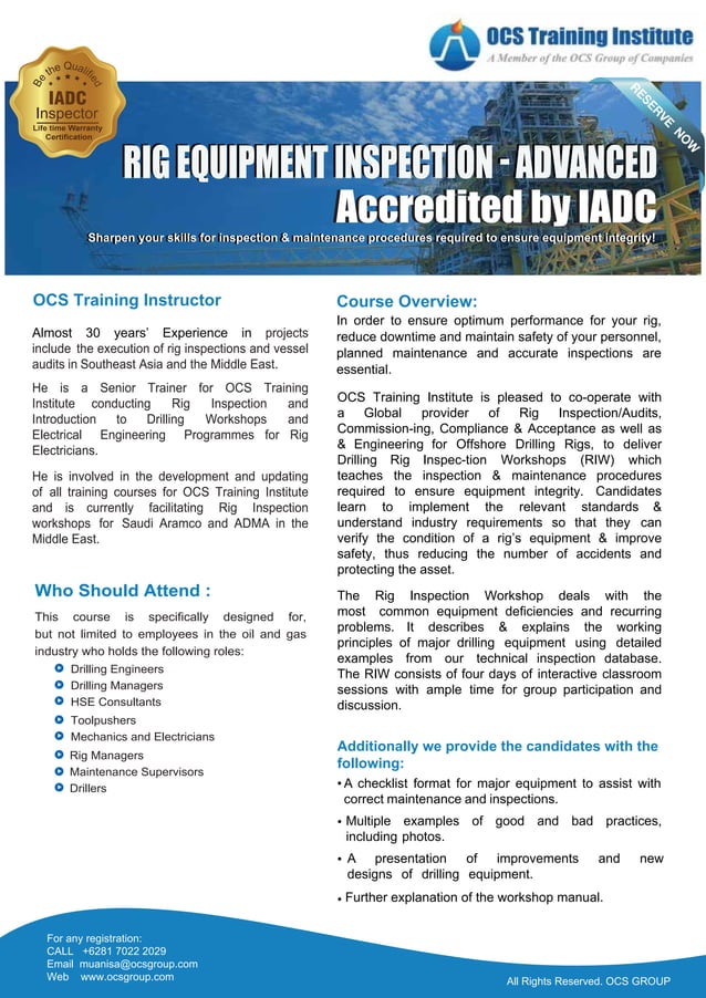 2024 IADC Rig Equipment Inspection - Advanced 5 Days.pdf | Off-Road ...