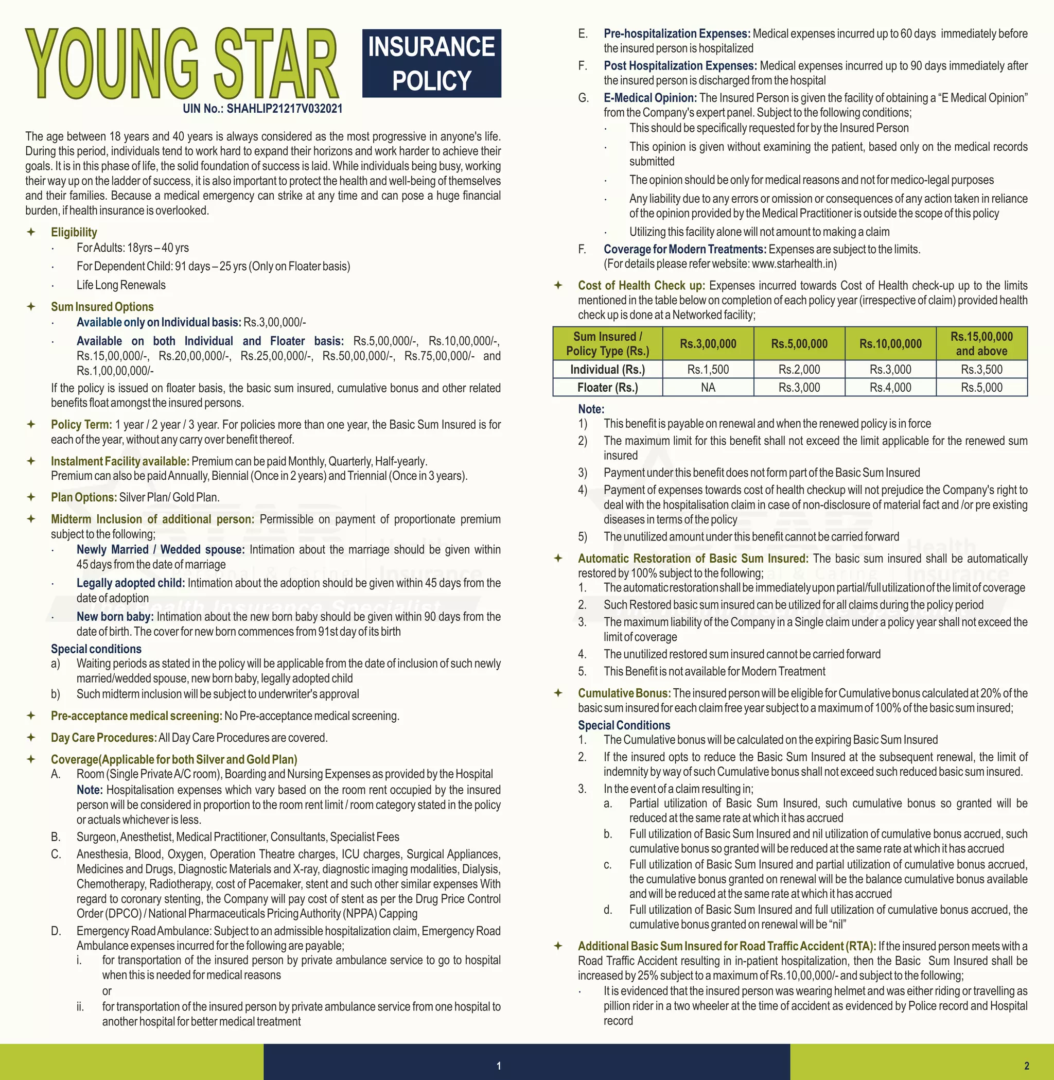 Brochure young-star-insurance-policy | PDF