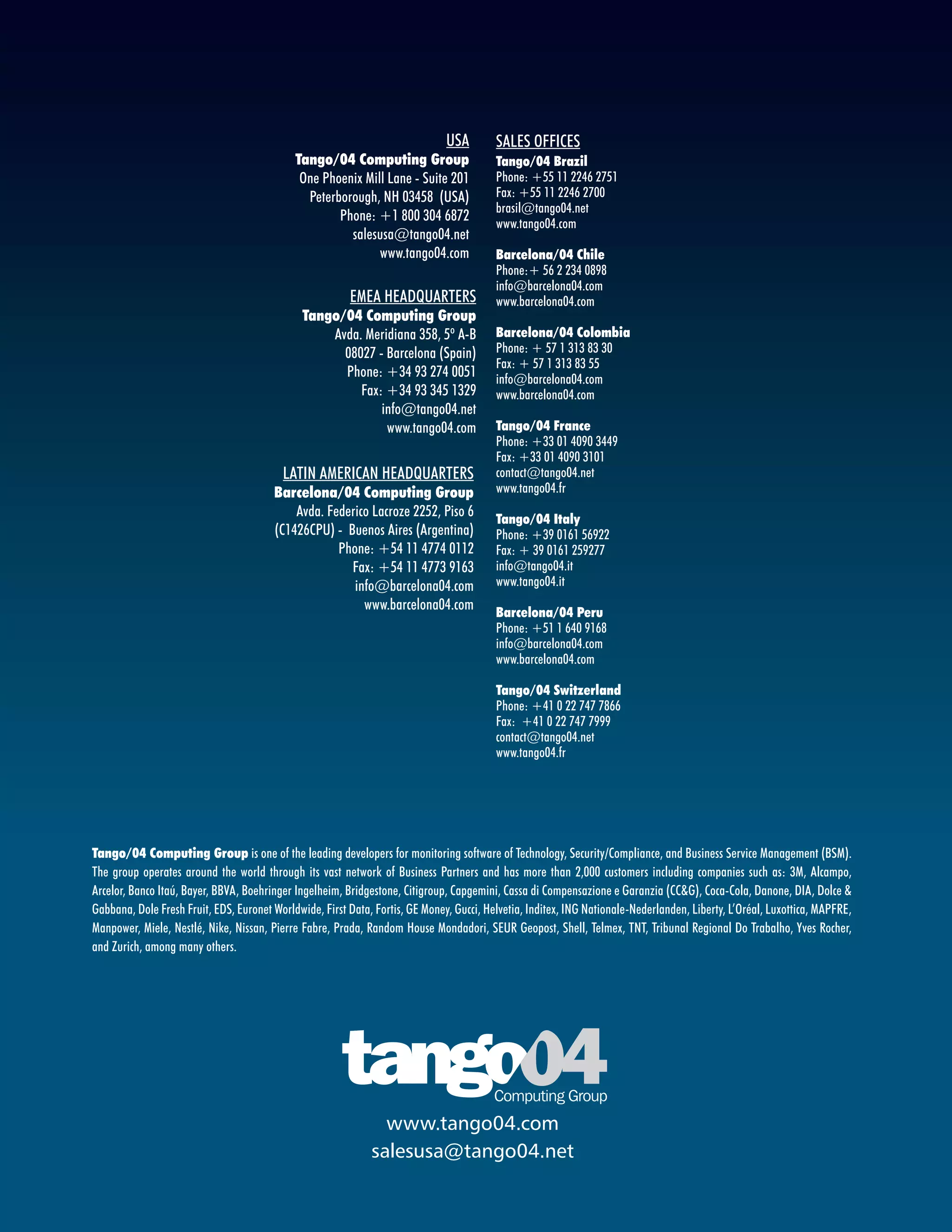 Tango/04 123 Brochure | PDF