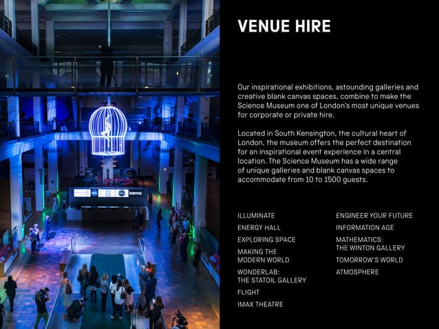 Venue Hire at the Science Museum Brochure | PPT