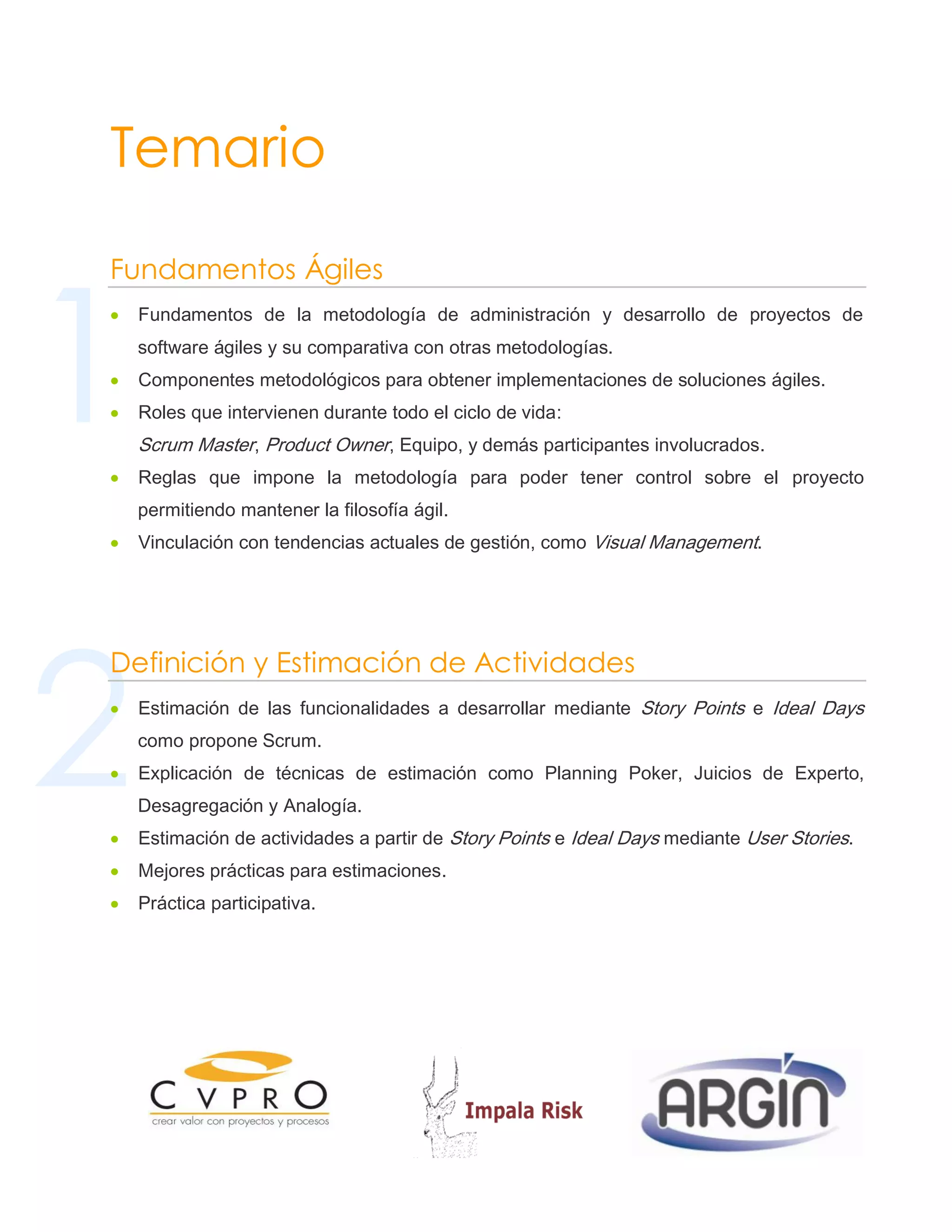Brochure Administración Ágil de Proyectos con Scrum | PDF