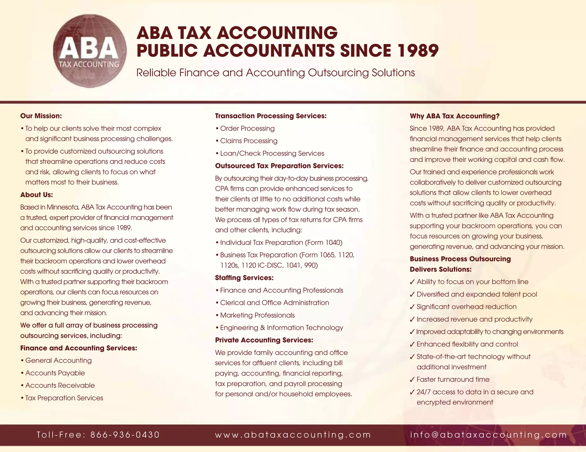Reliable Finance and Accounting Outsourcing Solutions with ABA Tax ...
